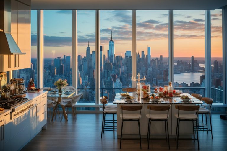 Contemporary Kitchens with City Skyline Views