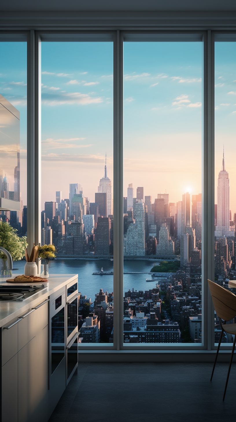 Contemporary Kitchens with City Skyline Views