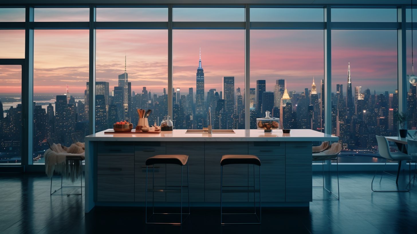 Contemporary Kitchens with City Skyline Views