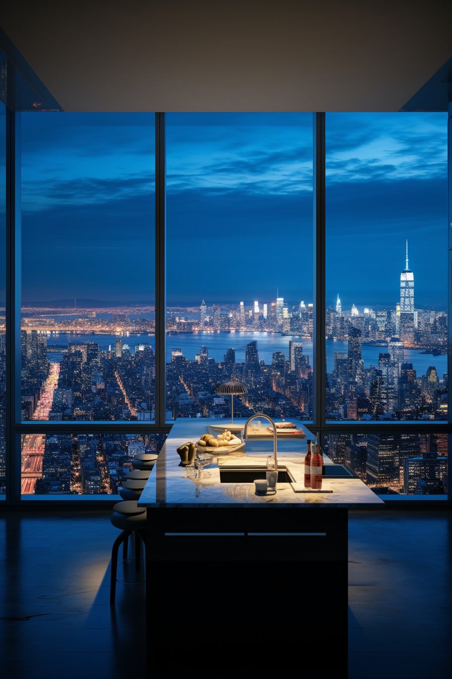 Contemporary Kitchens with City Skyline Views