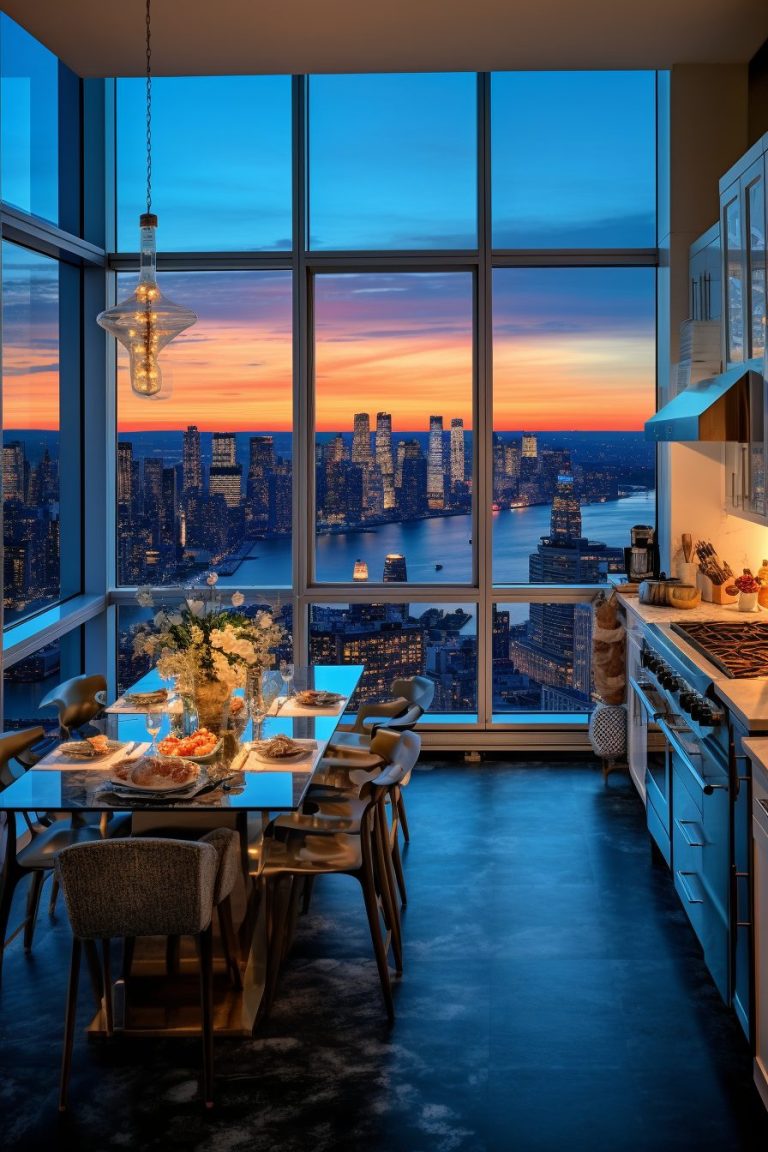 Contemporary Kitchens with City Skyline Views