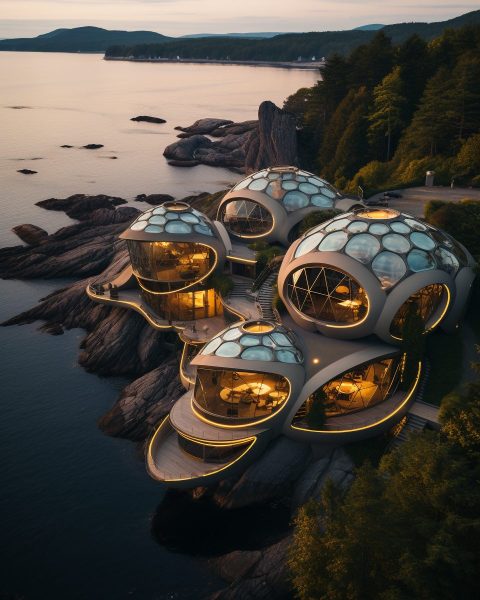 Futuristic Waterfront Buildings