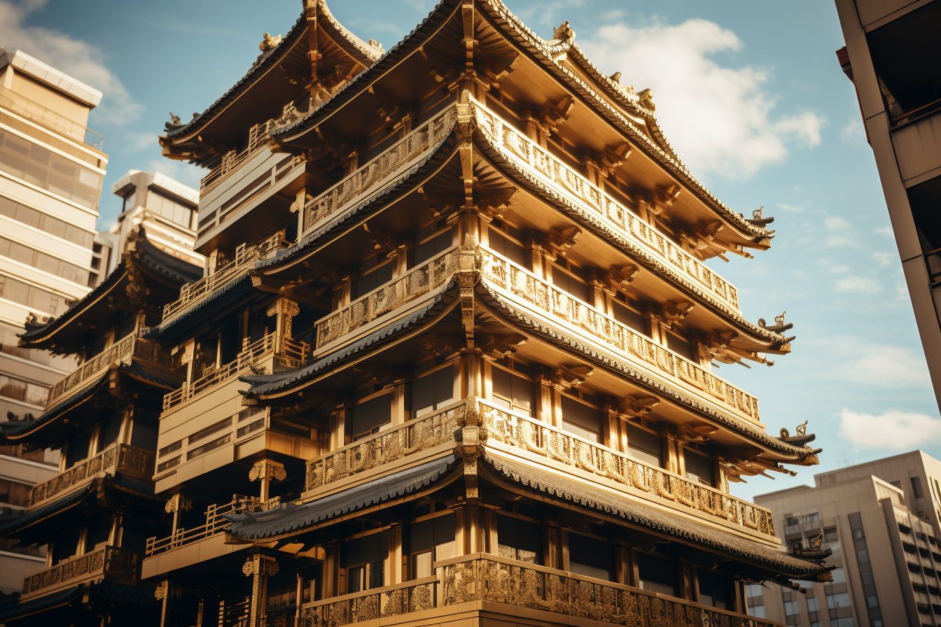 Golden Traditional Japanese Architectures with a Modern Touch