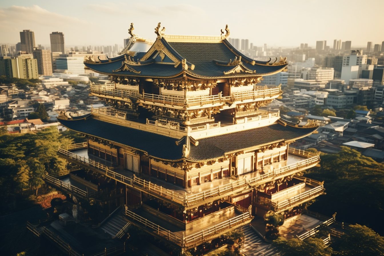 Golden Traditional Japanese Architectures with a Modern Touch