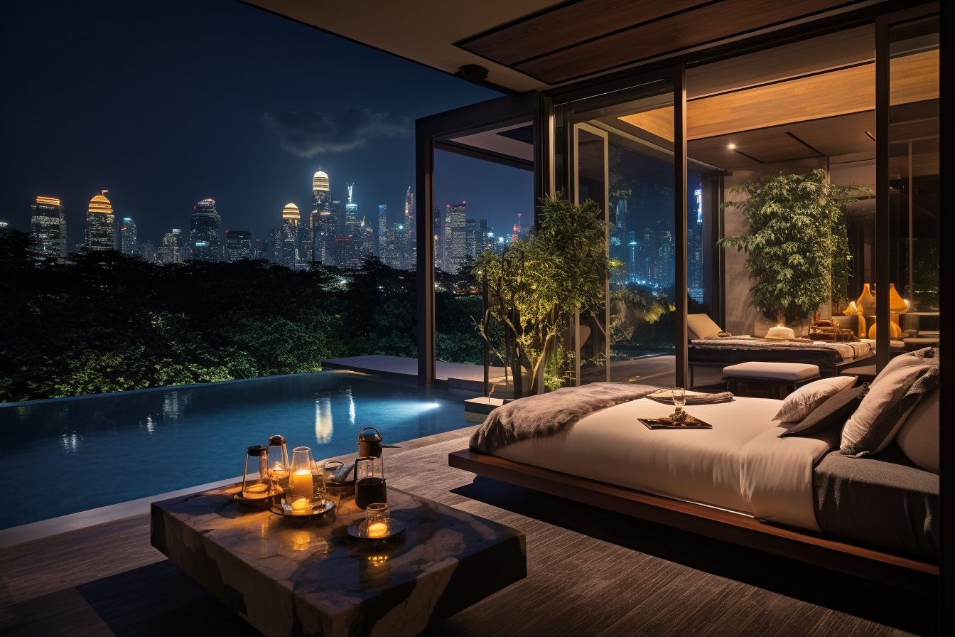Modern Bedrooms with a Pool and View
