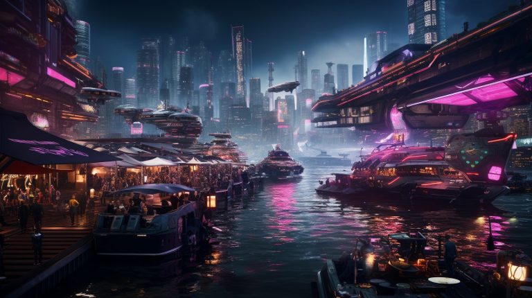 The Cyberpunk City Waterfront Area