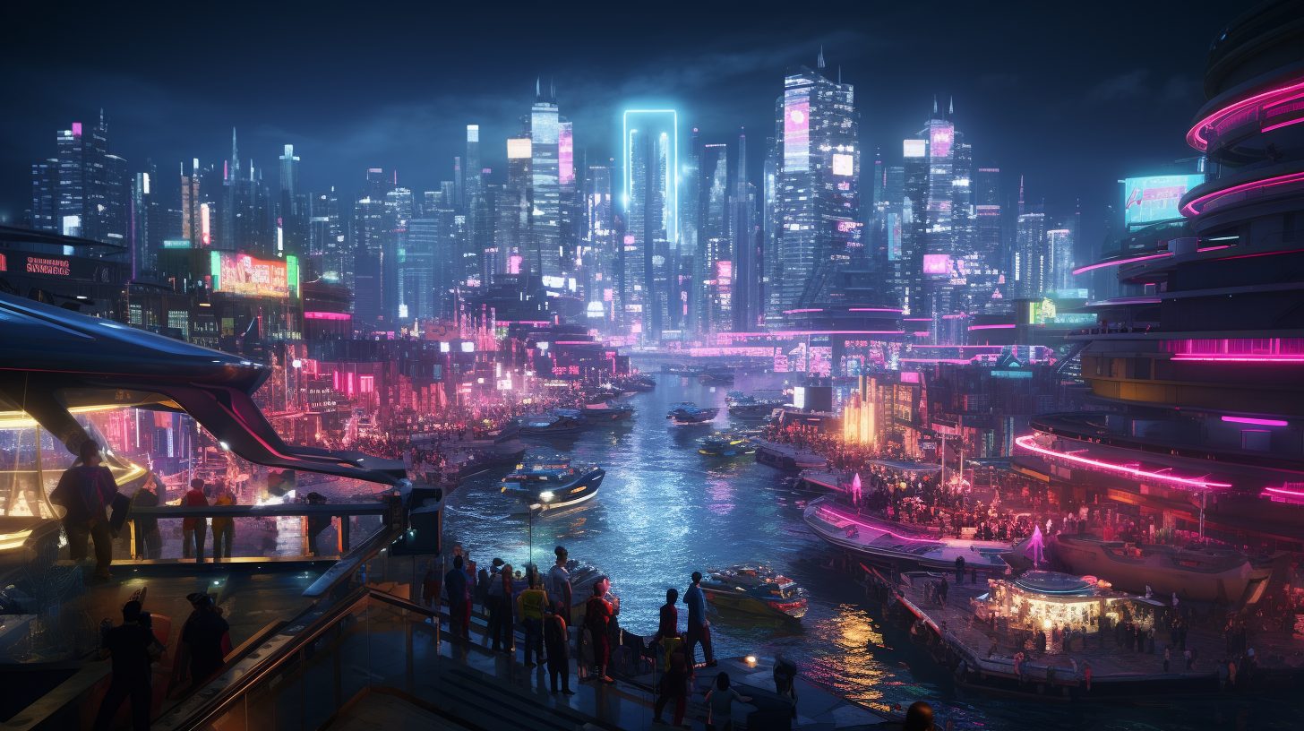 The Cyberpunk City Waterfront Area