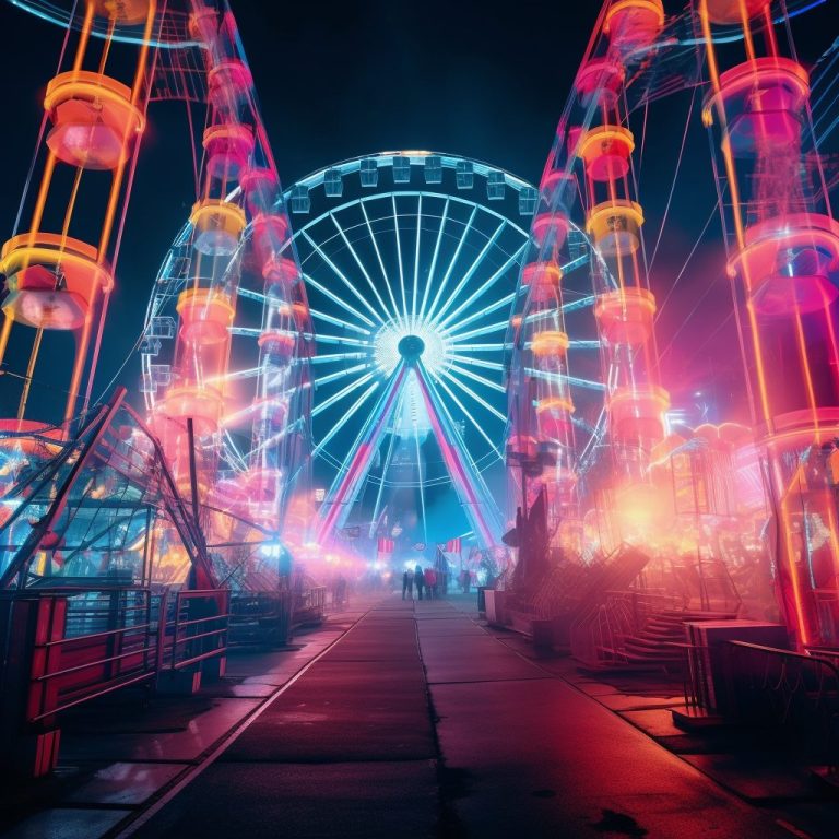 A Colorful Neon Ferris Wheel