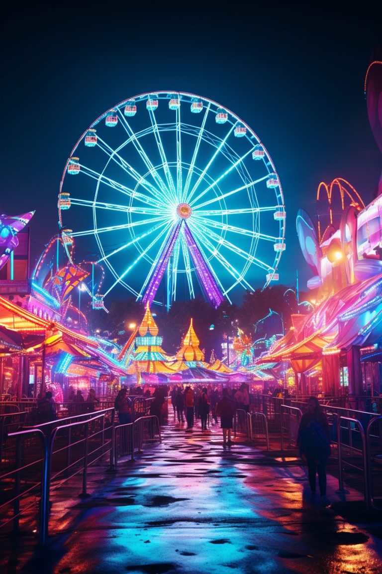 A Colorful Neon Ferris Wheel