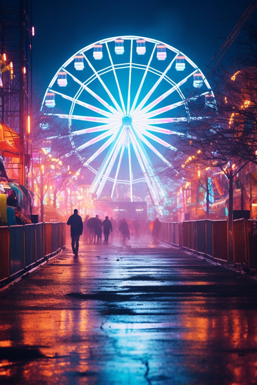 A Colorful Neon Ferris Wheel