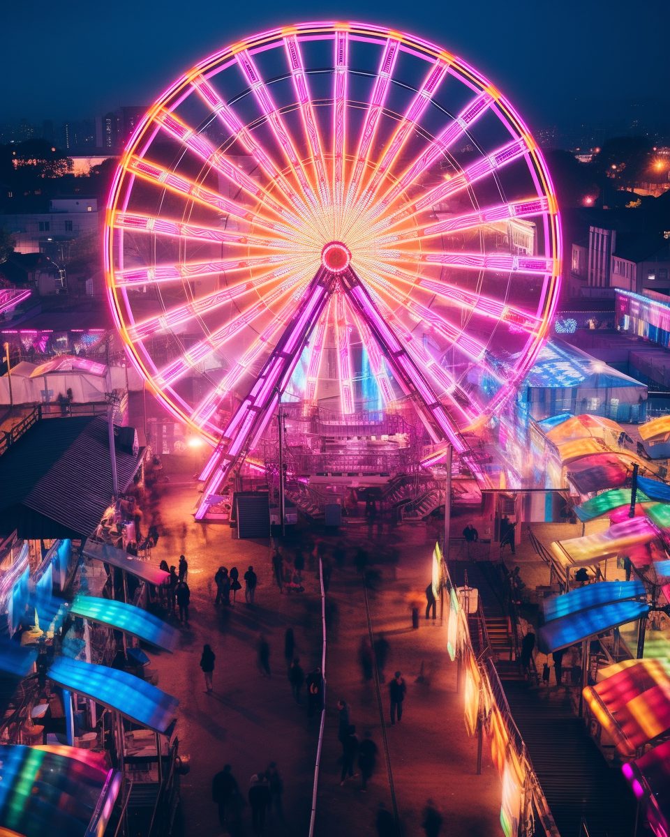 A Colorful Neon Ferris Wheel