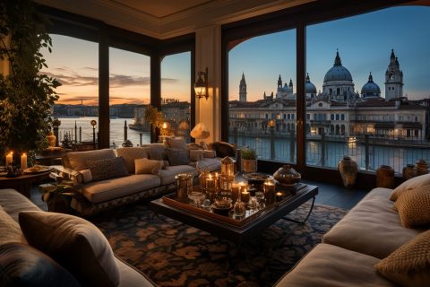 A Home in Italy with a View of Venice River