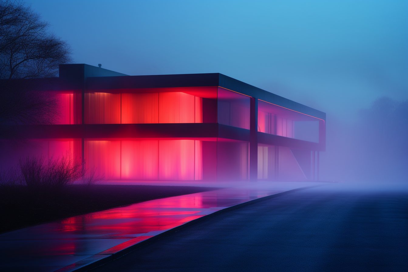 Brutalist Minimalistic Neon Houses