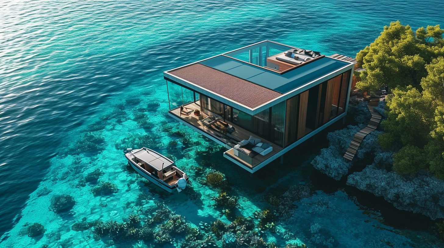 Modern Waterside Houses with Beautiful Blue Sea Views