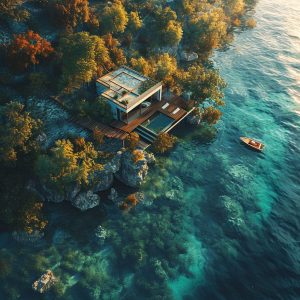 Modern Waterside Houses with Beautiful Blue Sea Views