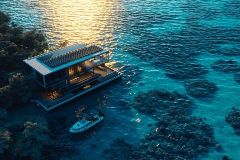 Modern Waterside Houses with Beautiful Blue Sea Views