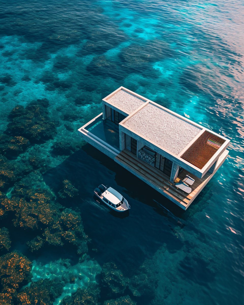 Modern Waterside Houses with Beautiful Blue Sea Views