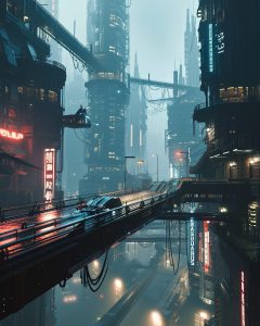 The Futuristic Architecture Design of Cyberpunk City