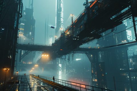 The Futuristic Architecture Design of Cyberpunk City