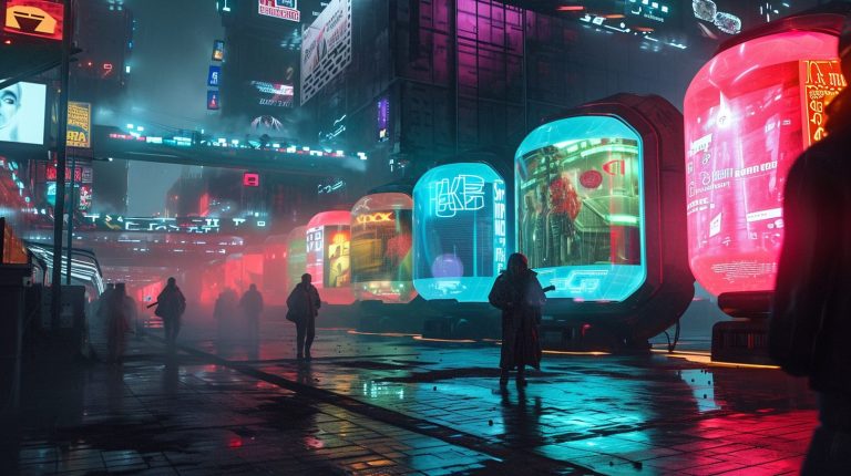 Cyberpunk Urban Landscapes of Colorful Visuals