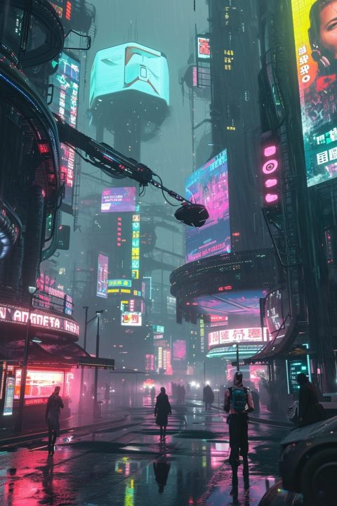 Cyberpunk Urban Landscapes of Colorful Visuals