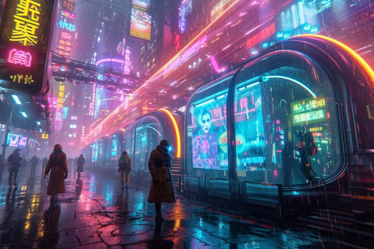Cyberpunk Urban Landscapes of Colorful Visuals