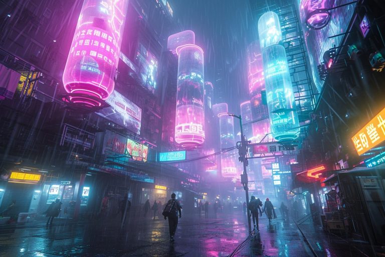Cyberpunk Urban Landscapes of Colorful Visuals