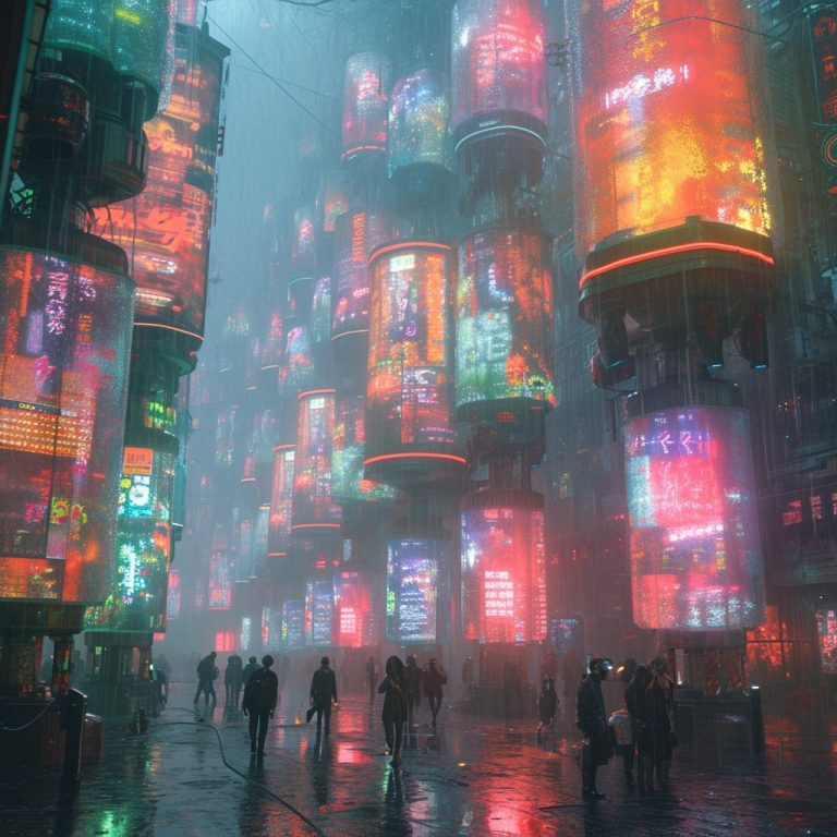 Cyberpunk Urban Landscapes of Colorful Visuals