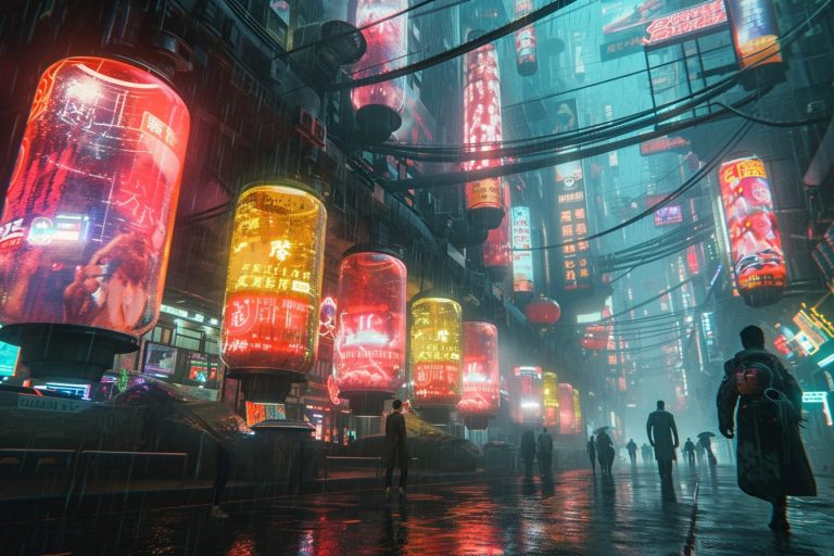 Cyberpunk Urban Landscapes of Colorful Visuals
