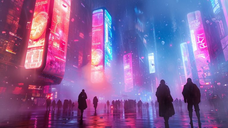 Cyberpunk Urban Landscapes of Colorful Visuals