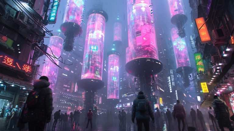 Cyberpunk Urban Landscapes of Colorful Visuals
