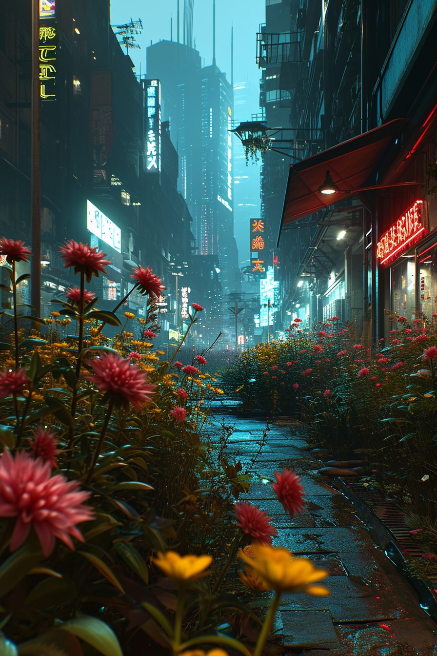 Flower Gardens of Cyberpunk City