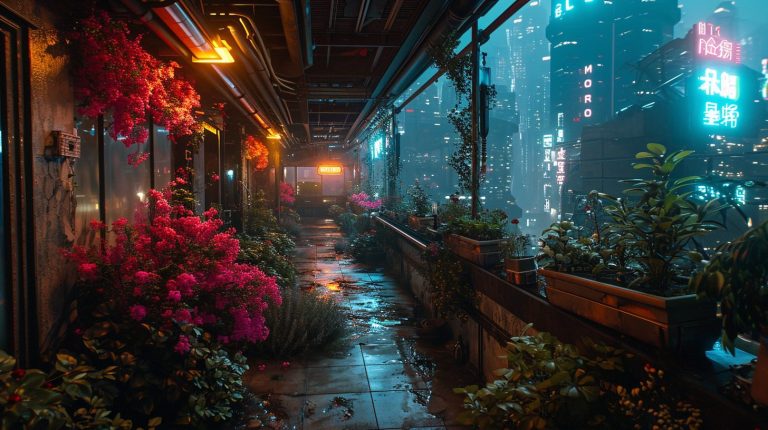 Flower Gardens of Cyberpunk City