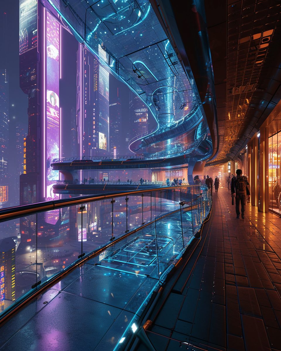 Futuristic Footbridges of Cyberpunk City