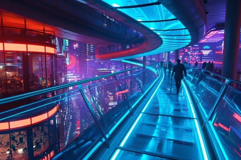 Futuristic Footbridges of Cyberpunk City