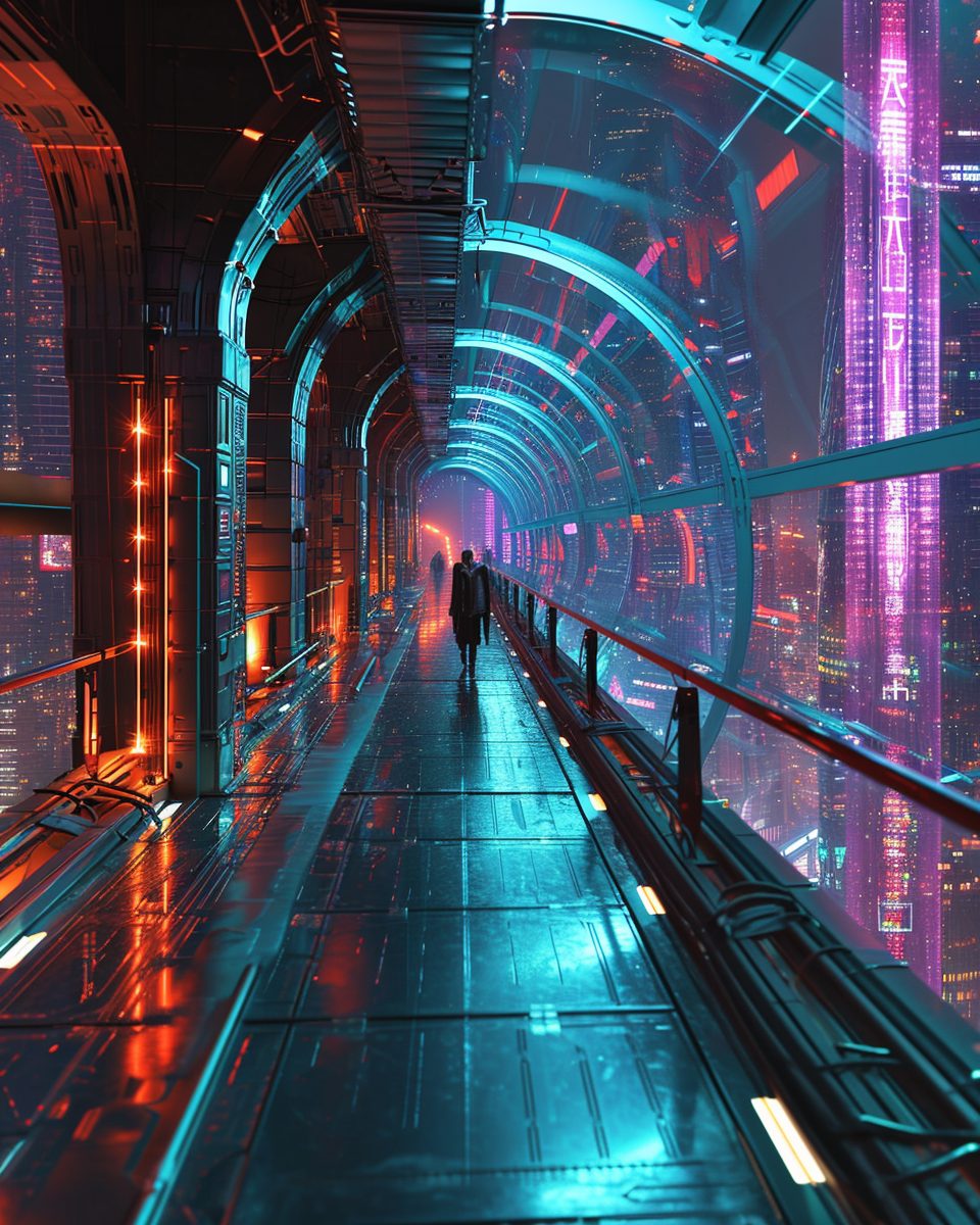 Futuristic Footbridges of Cyberpunk City