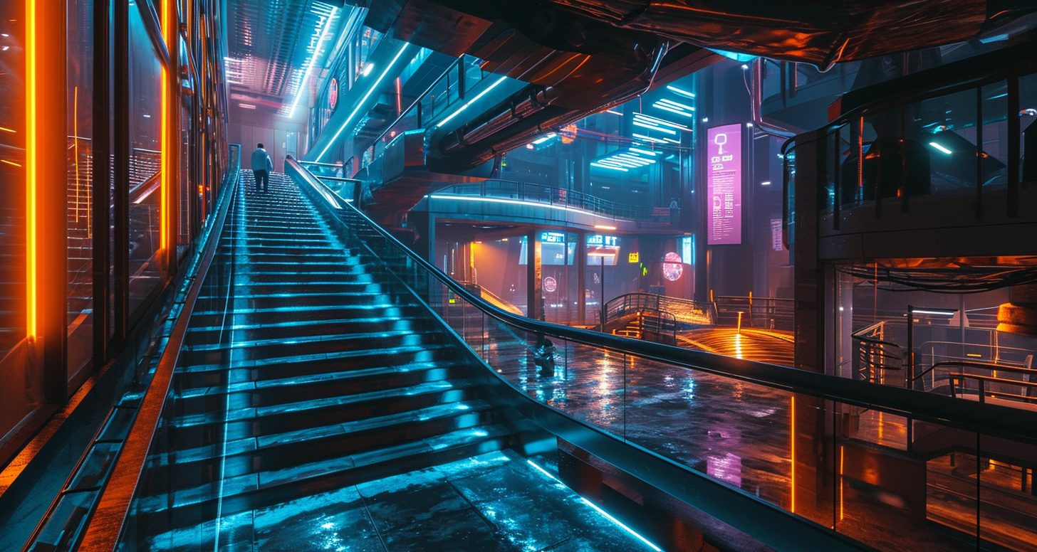 Futuristic Footbridges of Cyberpunk City