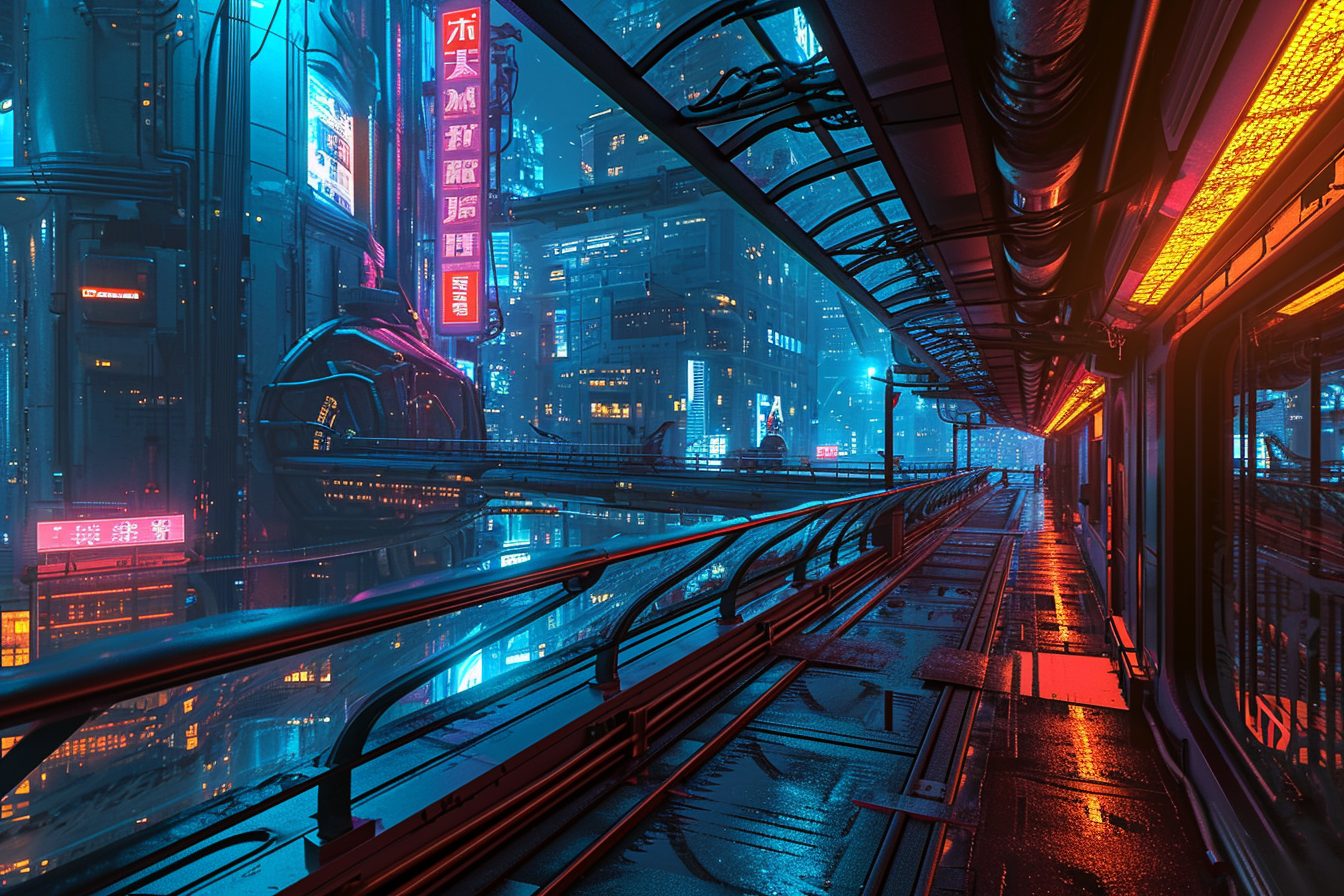 Futuristic Footbridges of Cyberpunk City