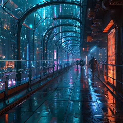 Futuristic Footbridges of Cyberpunk City