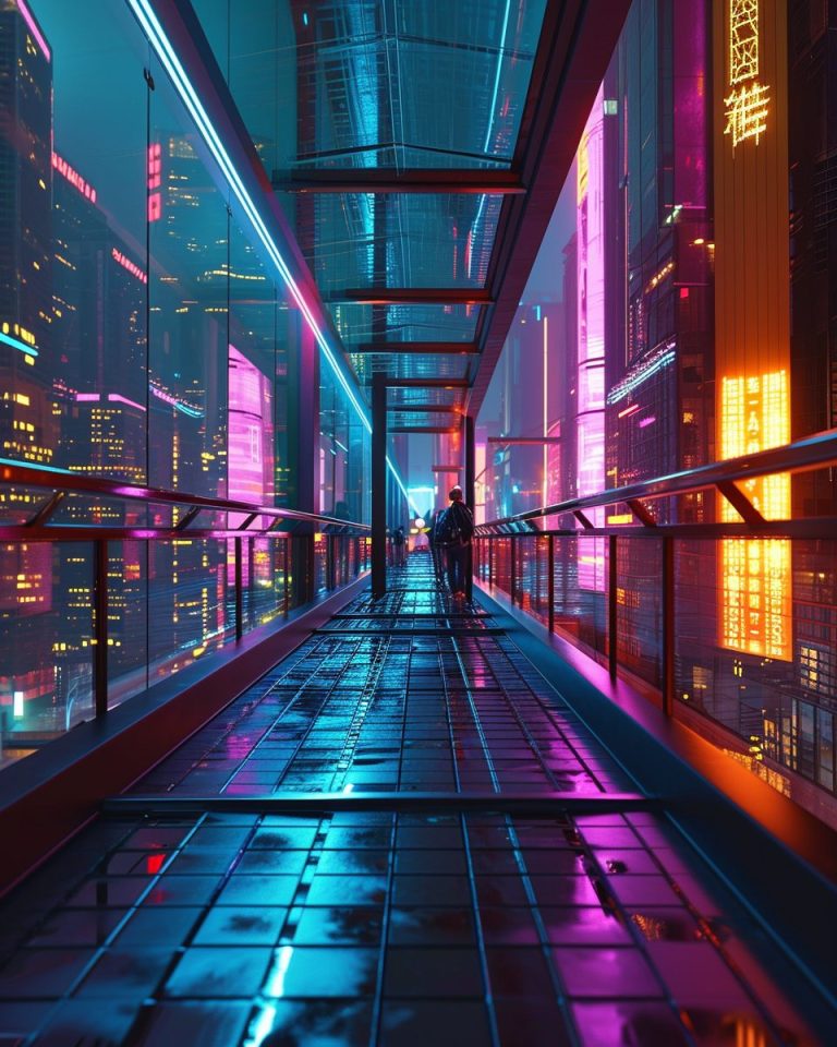 Futuristic Footbridges of Cyberpunk City