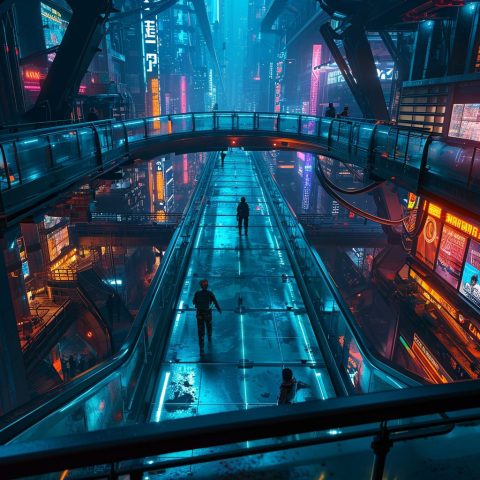 Futuristic Footbridges of Cyberpunk City