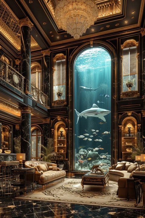 Luxurious Home Interiors with an Amazing Aquarium