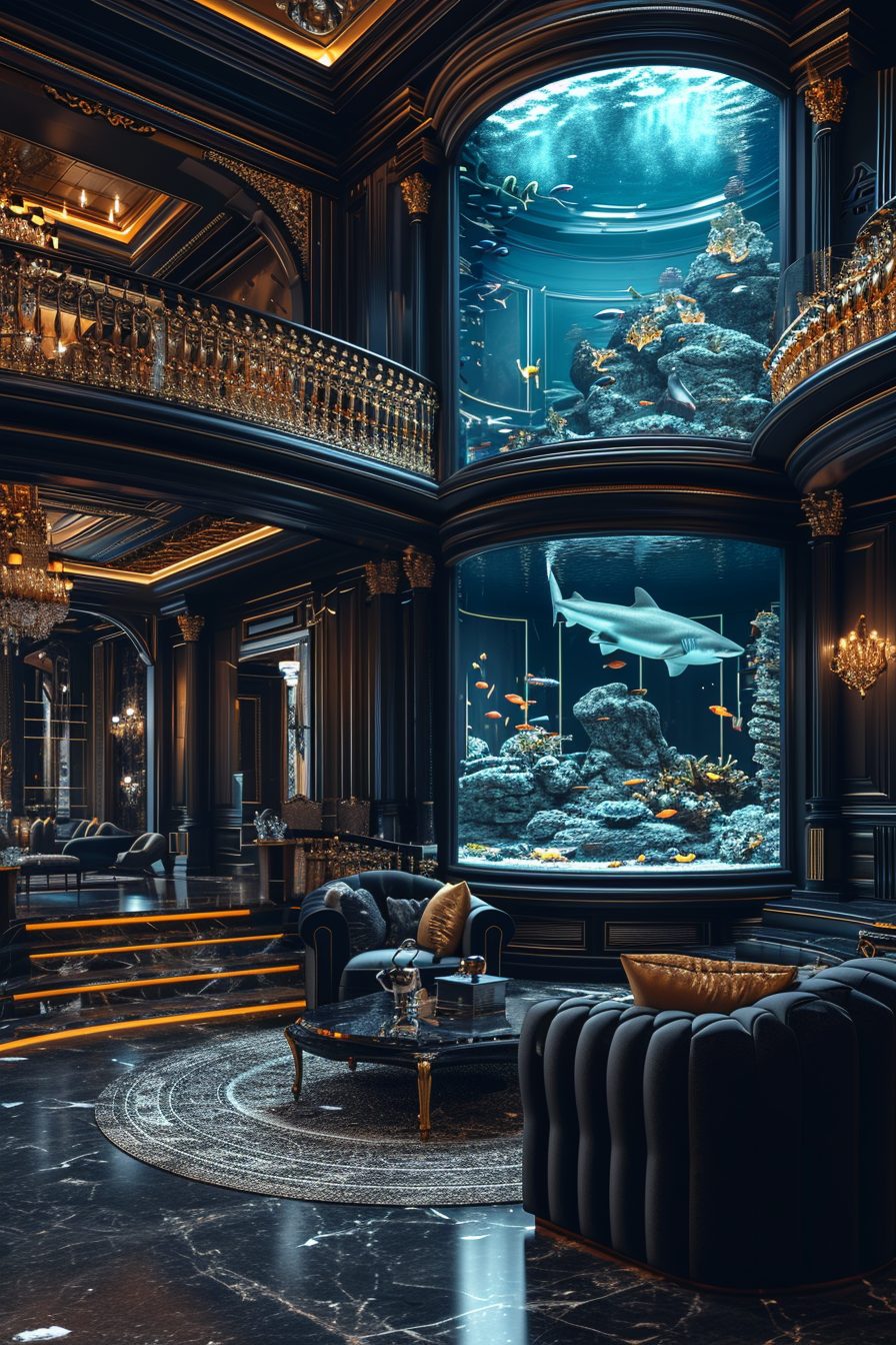 Luxurious Home Interiors with an Amazing Aquarium