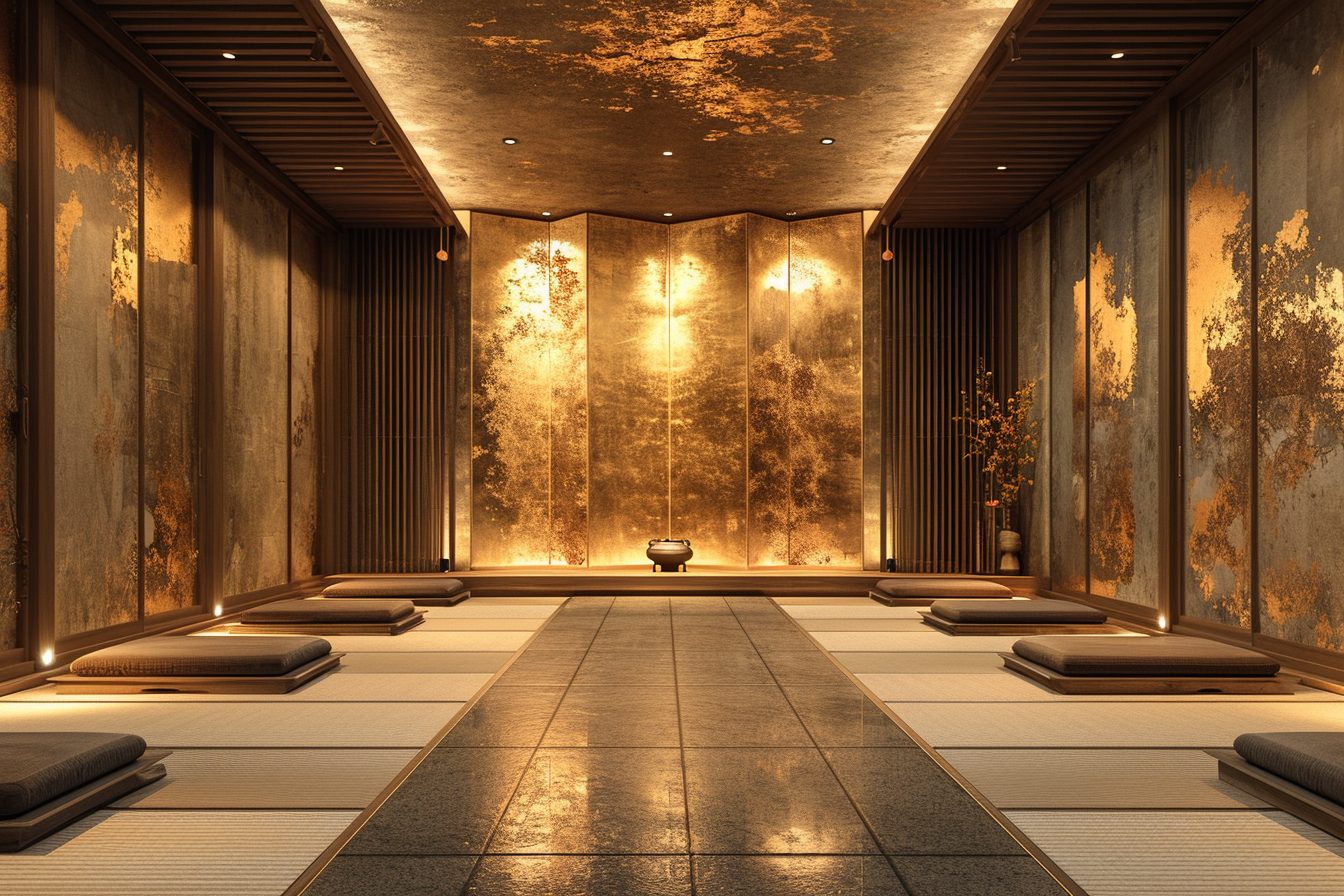 Luxurious Traditional Japanese-Style Interiors with Intricate Gold Details