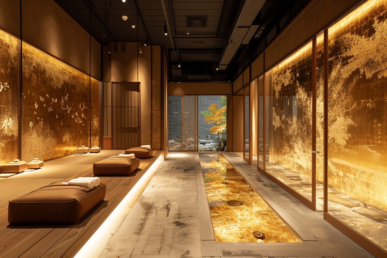 Luxurious Traditional Japanese-Style Interiors with Intricate Gold Details