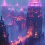 Purple Neon Cyberpunk Style Cityscapes