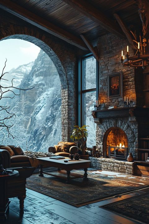Rustic Modern House with a Snowy View