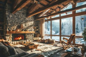 Rustic Modern House with a Snowy View