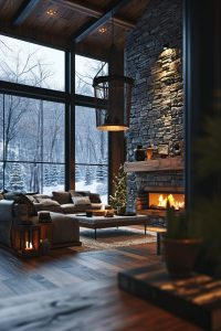 Rustic Modern House with a Snowy View