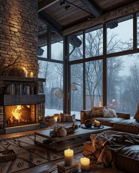 Rustic Modern House with a Snowy View